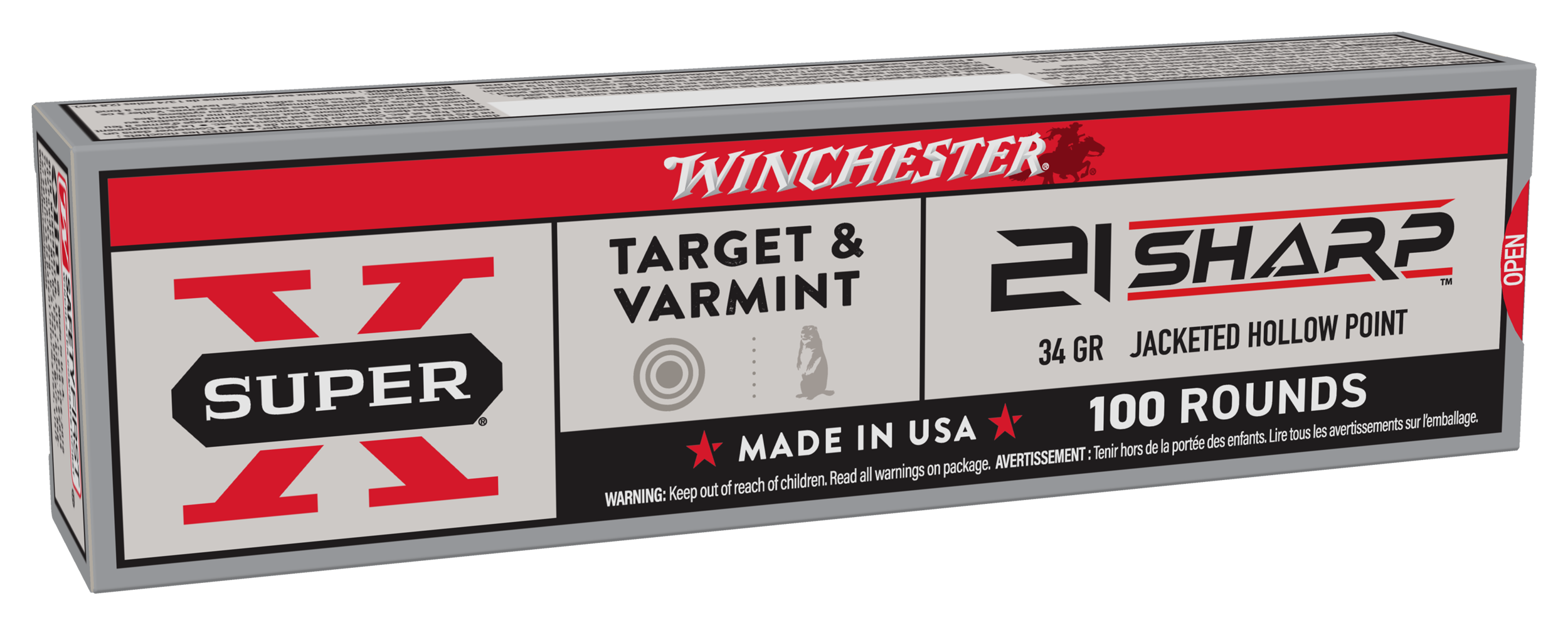 Winchester Super-X Target & Varmint 21 Sharp 34 Grain JHP Rimfire Ammo ...